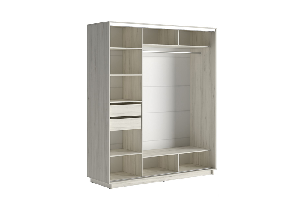 Шкаф купе 3 х дверный с зеркалом Стоун дуб крафт белый арт 08 170361 купить в Москве по цене 35