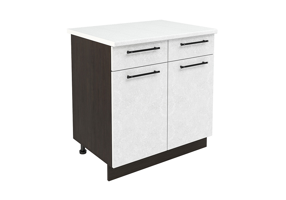 Купить Нувель ШН2Я 800 шкаф нижний с 2 мя ящиками и дверцами арт 08 37974 Бетон белый за 8 890