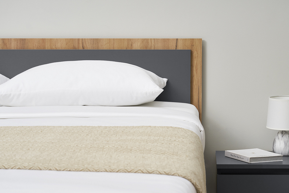 Кровать Мартина с подъемным механизмом графит / дуб крафт арт. 08 ...