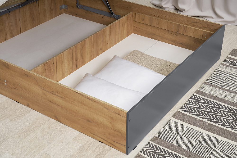 Кровать Мартина с подъемным механизмом графит / дуб крафт арт. 08 ...